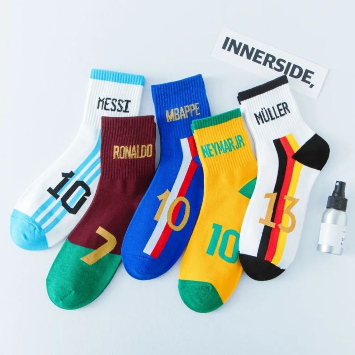 Football Star Style Messi Ronaldo Neymar Mbappe Soccer Socks Outdoor ...