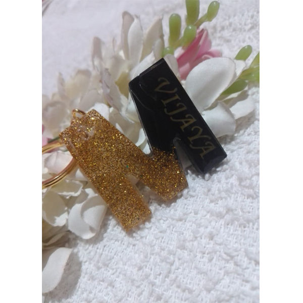 Customized Resin Letter Key Tag With Gold Key Chain | Daraz.lk