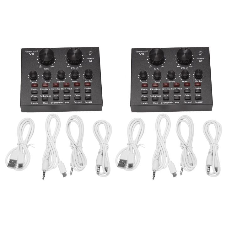 2X V8 Sound Card Audio Set Interface External USB Live Microphone Sound ...