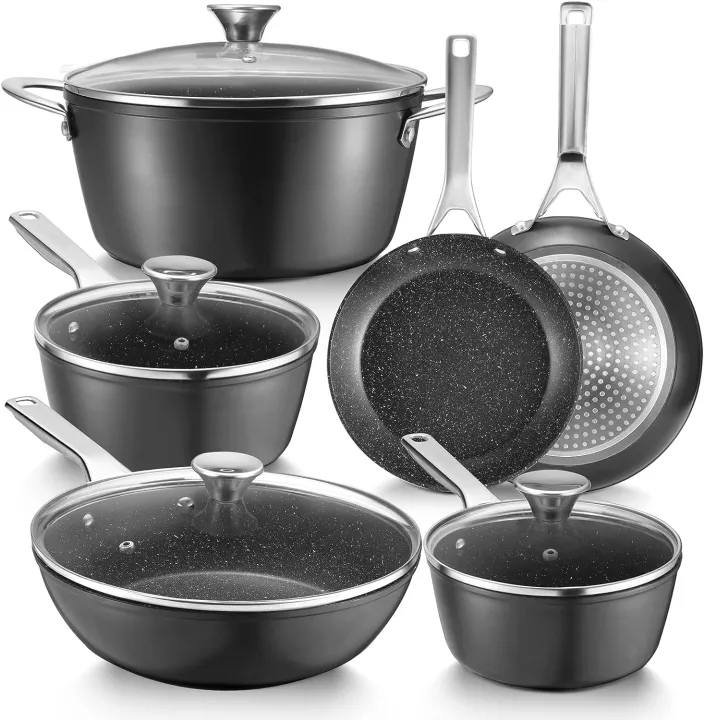 Induction Cookware Nonstick, BEZIA Pots and Pans Set for Induction ...