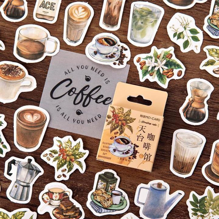 Panda Online 46PCS Rooftop Cafe Series Stickers Album Diary Journal ...