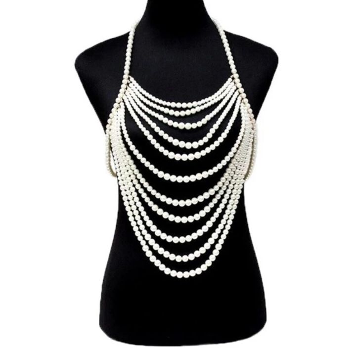 Stonefans Luxury Halter Pearl Underwear Biniki for Women Hollow Summer ...