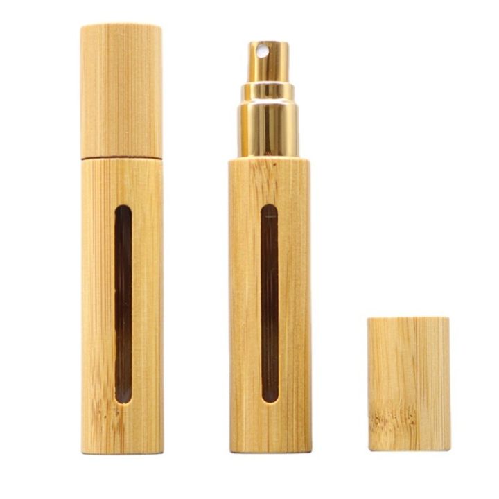 5/10ML New Refillable Perfume Bottle Mini Wood Portable Atomizer Bottom ...