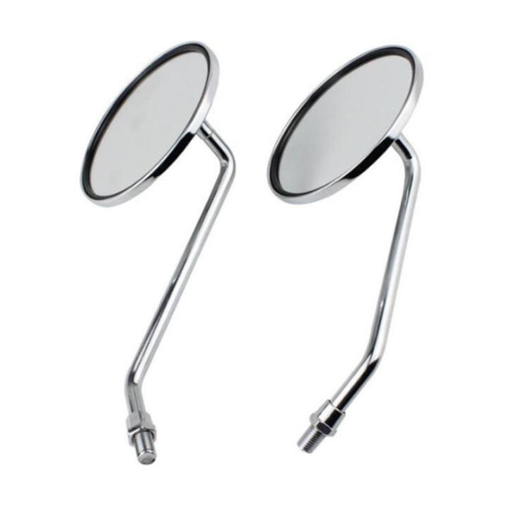FORIDE 2PCS Motorcycle Mirrors Round Stock Style Long Stem 8mm ...