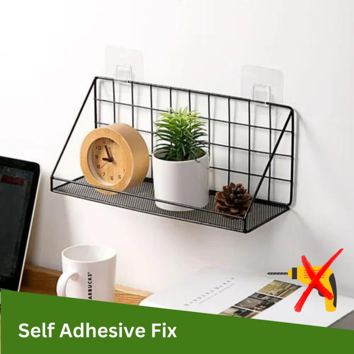 Wall Adhesive Rectangular Bathroom Rack, Wire mesh rectangular rack ...