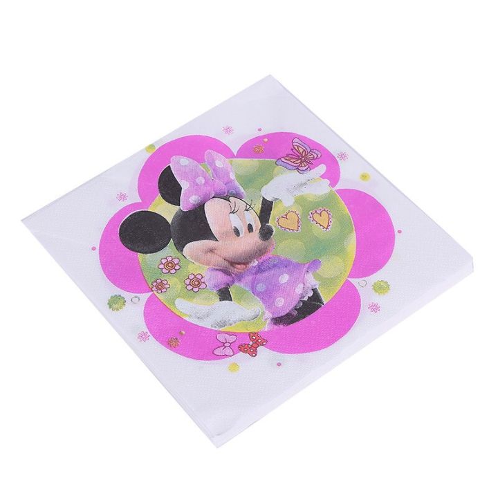 10 Pcs Minnie Mouse Theme Paper Plates, Paper Cups & Paper Tissues for ...