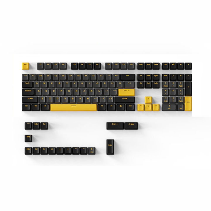 DAGK 124 Keys Black Gold/Bauhinia PBT Keycap Set OEM Profile Two Color ...