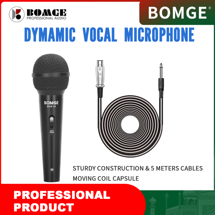 BOMGE Dynamic Karaoke Metal Cardioid Microphone, Wired Vocal Handheld ...