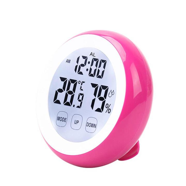 Touch Screen LCD Digital Alarm Clock Hygrometer Temperature Instruments ...