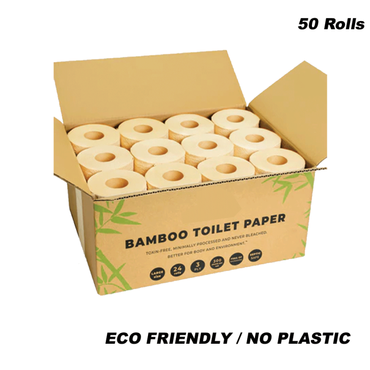 NO PLASTIC PACKAGING | Toilet Tissue Rolls 50 Pcs Pack Eco Friendly ...