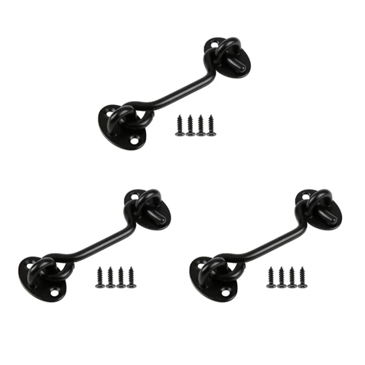 Hook and Eye Latch for Door,4in Hook Lock for Door Rich Black Eye Hook ...