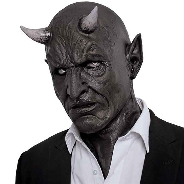 Latex Headset Halloween Devil Horn Mask Horror Costume Prop Ghostface ...