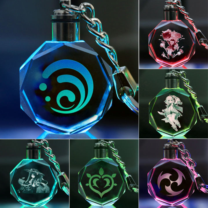 Genshin Impact Colorful Glass Crystal Lamp Keychain Nahida Yelan ...