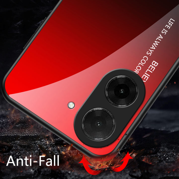 NEW Fashion Biruiqu For Redmi A5 Gradient Tempered Glass Back Soft ...
