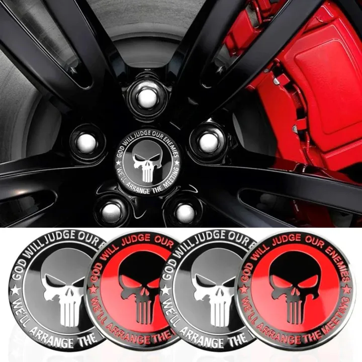4PCS 56MM Skull Emblem Car Wheel Center Hub Cap Stickers Auto Rim Cover ...