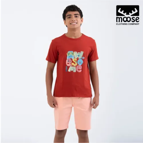 Moose Boys' Graphic Printed crew neck T-shirt - G3 Aura Orange | Daraz.lk