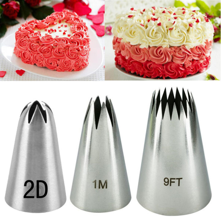 3pcs Rose Flower Icing Piping Nozzles Pastry Nozzle Opening Star Cake ...