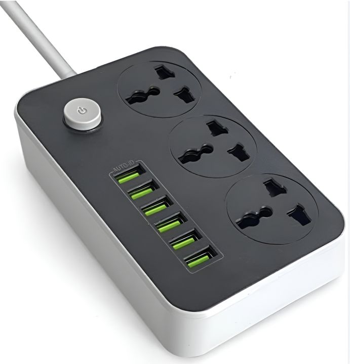 LDNIO Extension Power Cord Strip with Six USB Power Socket 6 USB Ports ...