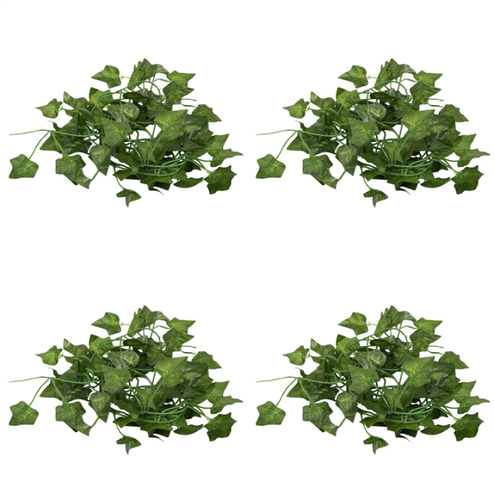FORIDE 4 Pcs 2M Long Artificial Plants Green Ivy Leaves Grape Vine Fake ...