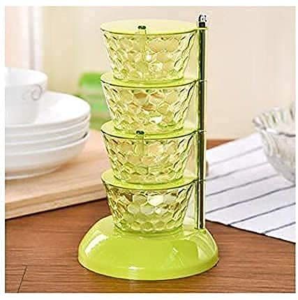 Plastic 5 Layer 360 Degree Rotating Pickle Spice Tower Rack Kitchen ...