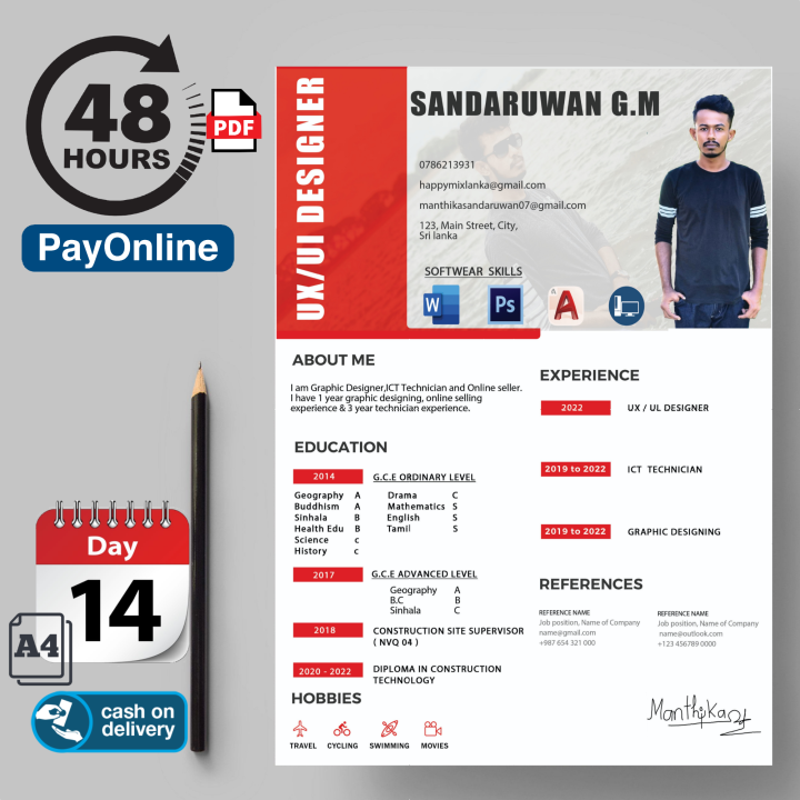 Professional CV Design A4 Size Pdf or Hardcopy / Curriculum Vitae Pro 02 | Daraz.lk