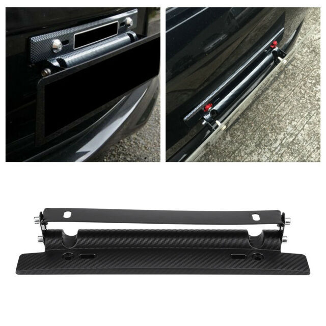 Adjustable Universal Car License Plate Holder Frame Black Carbon Fiber ...
