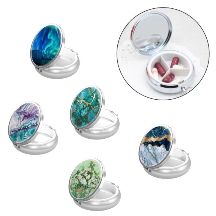 Metal Pill Capsule Box Circular Storage Container Medicine Cases for ...