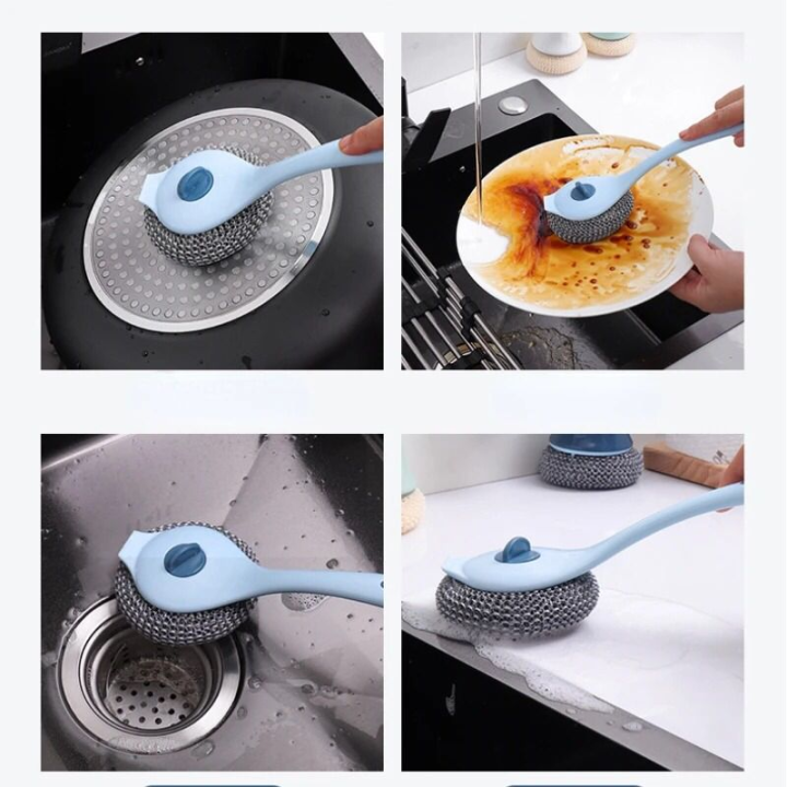 Long Handle Dish Scrubber - Healeved Dish Washing Ball Long Handle ...