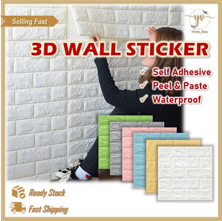【Selling Fast】3D Brick Wallpaper Wall Sticker Home Decor | Daraz.lk