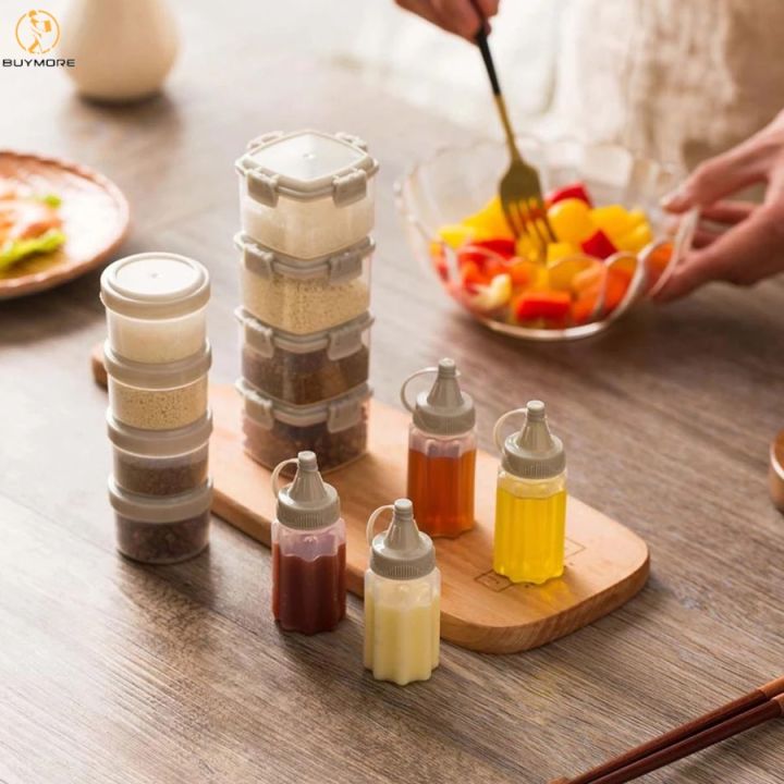 【BUYMORE Four Pack Portable Mini Seasoning Box Jam Squeeze Bottle Set ...