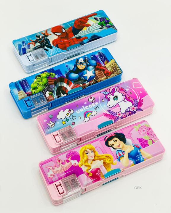 Magnetic Lock Pencil Box with Dual Sharpener Pencil Case for Girls ...