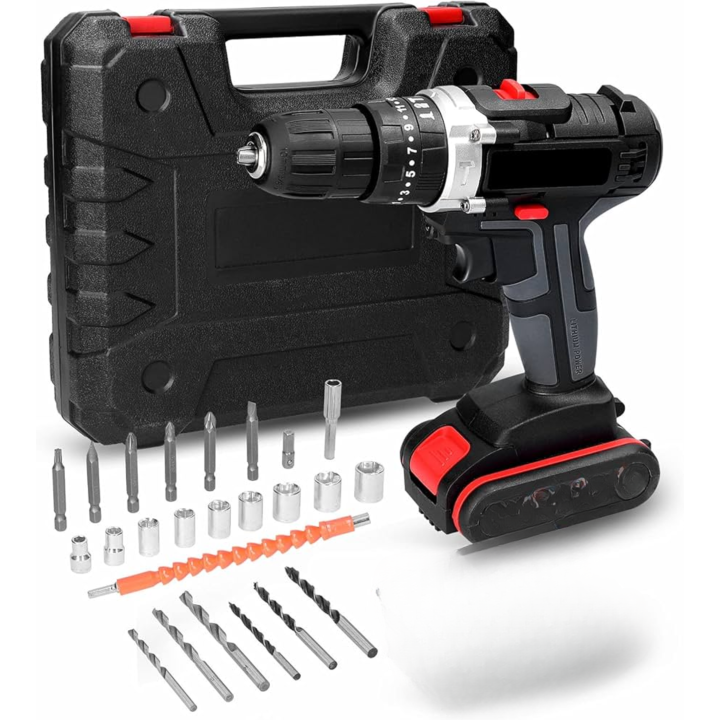 Morelian Power Drill Set, 48V Cordless Drill 3-in-1 Electric Drill with ...