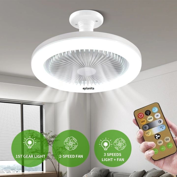 36W Dimmable Mini LED Ceiling Fan Lamp B22 Bulb Socket with Remote ...