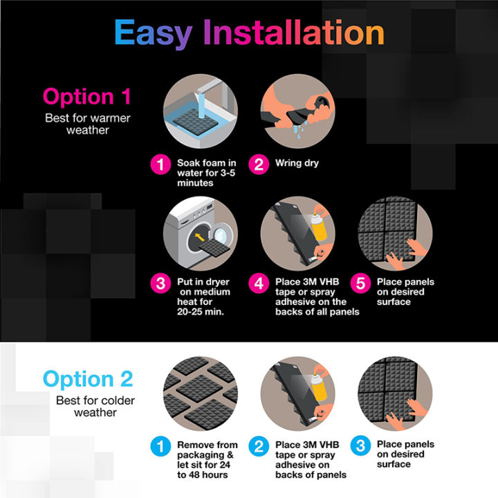 Studio Acoustic Soundproofing Foam Panels 6/12/24 Pcs Wall Insulation ...