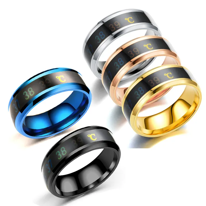 EB 8mm Stainless Steel Ring Smart Sensor Body Temperature Ring ...
