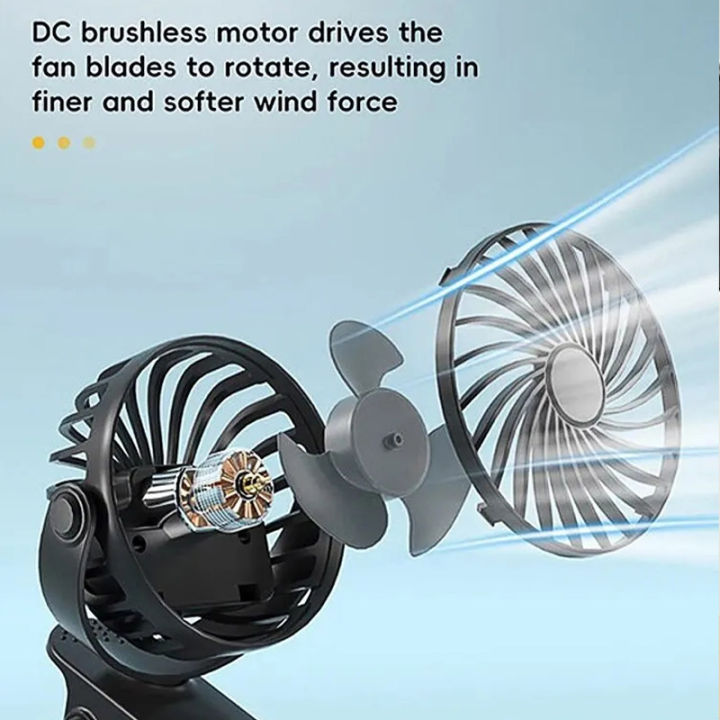 Camping Small Fan Clamp Fan Night Light Air Rechargeable Portable ...