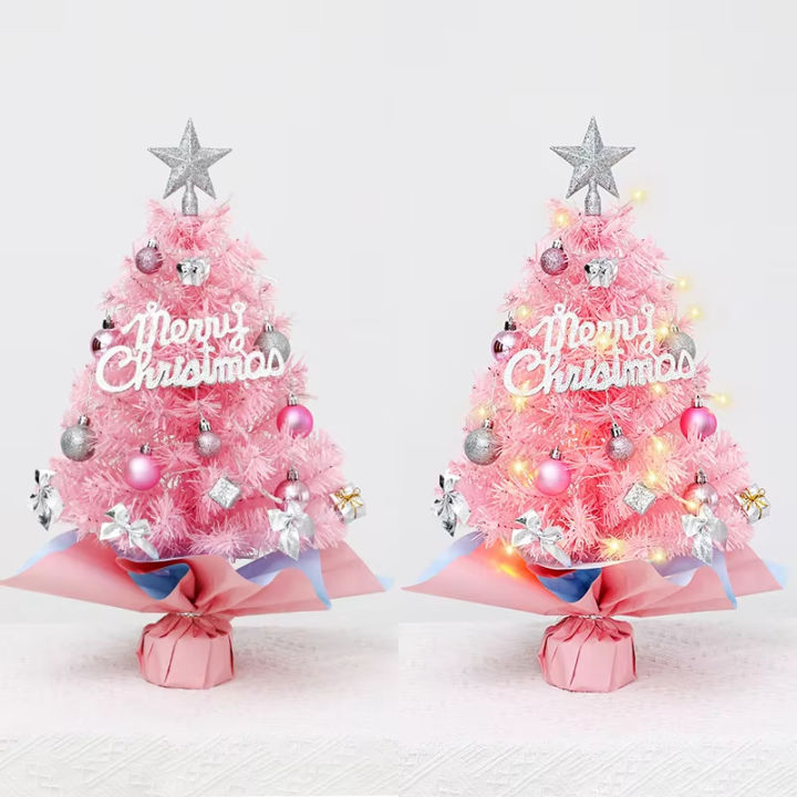 45cm Mini Pink Christmas Tree Desk Decoration Merry Christmas Small ...