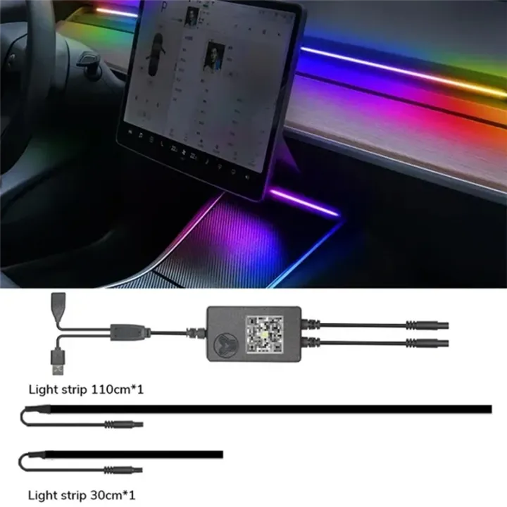 1 Piece Car Interior RGB Neon Light LED Strip Center Console Dashboard ...