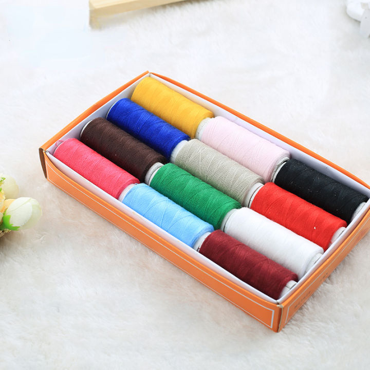 12 Colors 100% Polyester Yarn Sewing Thread Roll Machine Hand ...