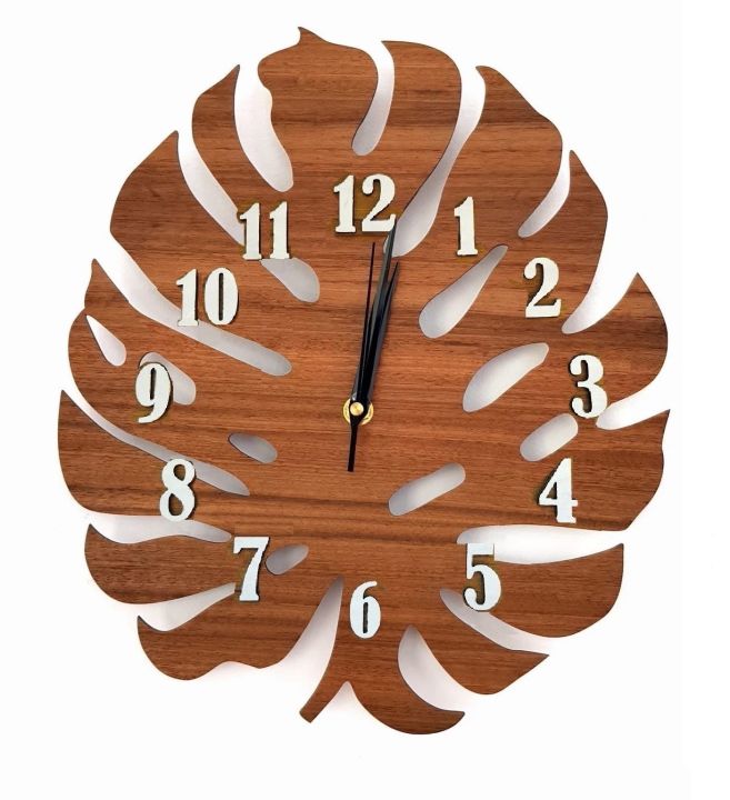 Wooden Wall Clock -Leaf pattern | Daraz.lk