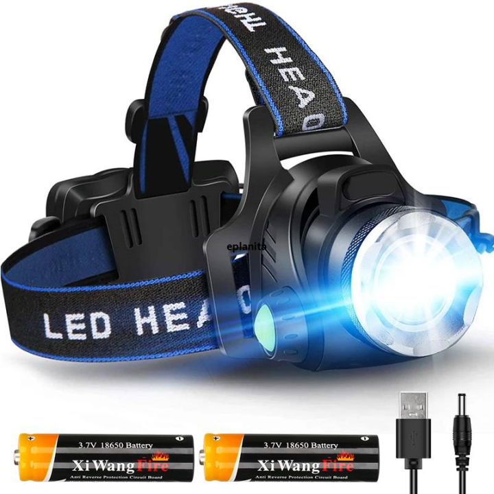 Powerful LED Headlamp Rechargeable Telescopic Zoomable Headlight ...
