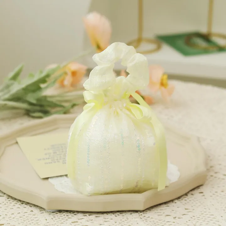 Satin Candy Bag Elegant Handheld Ribbon Tied Ribbon Box Compact ...