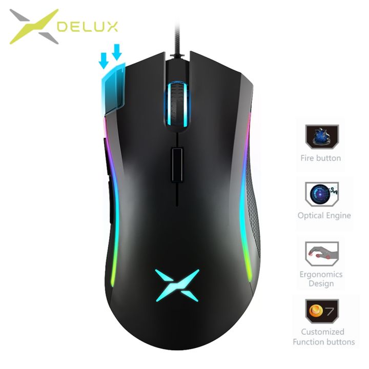 Gaming Mouse Delux M625 A3050 RGB Backlight 4000 DPI 7 Programmable ...