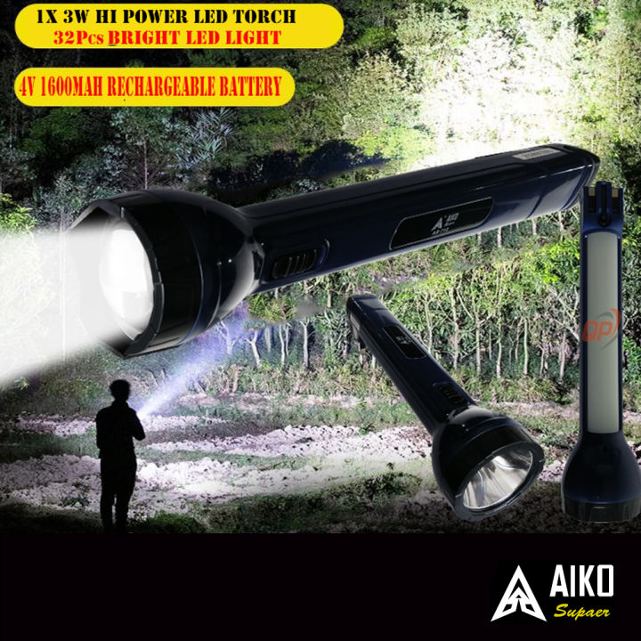 AIKO AS-715 LED Rechargeable Torch Super Bright Flashlight with ...