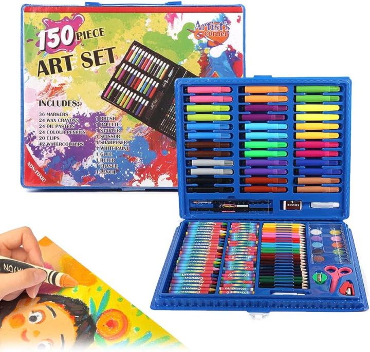 150 Piece Deluxe Art Set Drawing Set for Kids Crafts Kit Box Gift Art ... 150 Piece Deluxe Art Set Drawing Set for Kids Crafts Kit Box Gift Art ...