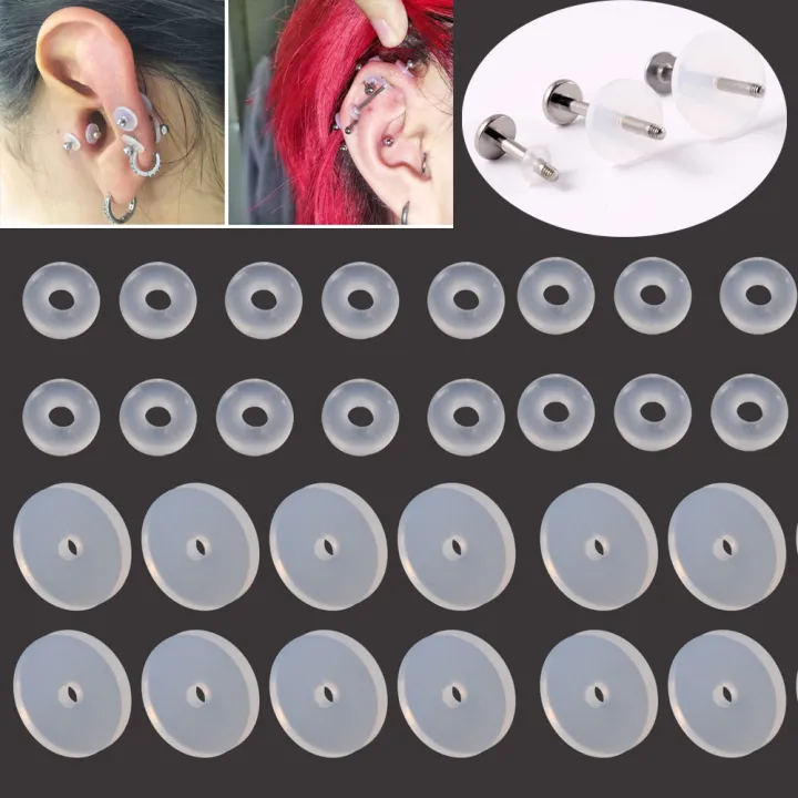 Silicone Fixed O-Ring Piercing Healing Discs Soft Flat Spacer Washer ...