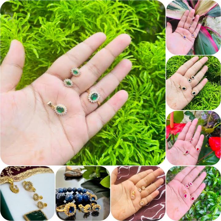 Gold plated rich look new design Diana jeweler set fixed stone, earring ...