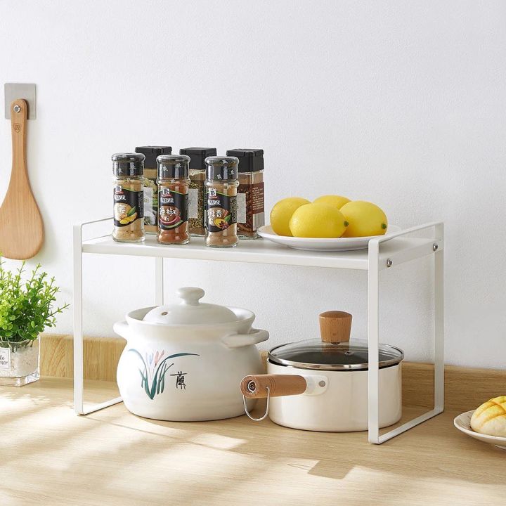 Metal shelf single layer rack, white Color space saver multipurpose for ...