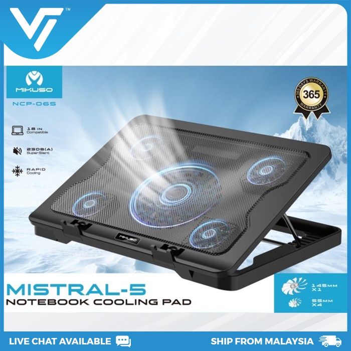 Mikuso Cooler Pad Mistral - 5 Penta Fan Laptop cooling pad high quality ...