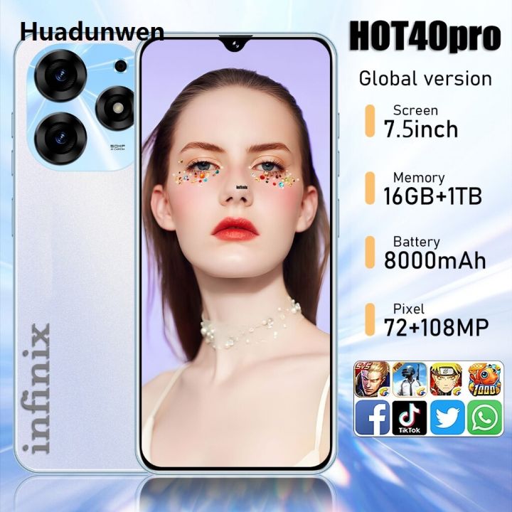 Huadunwen [COD 2024]OPP0 HOT 40 PRO Memori Lebih Besar 7000mAh Jenama ...